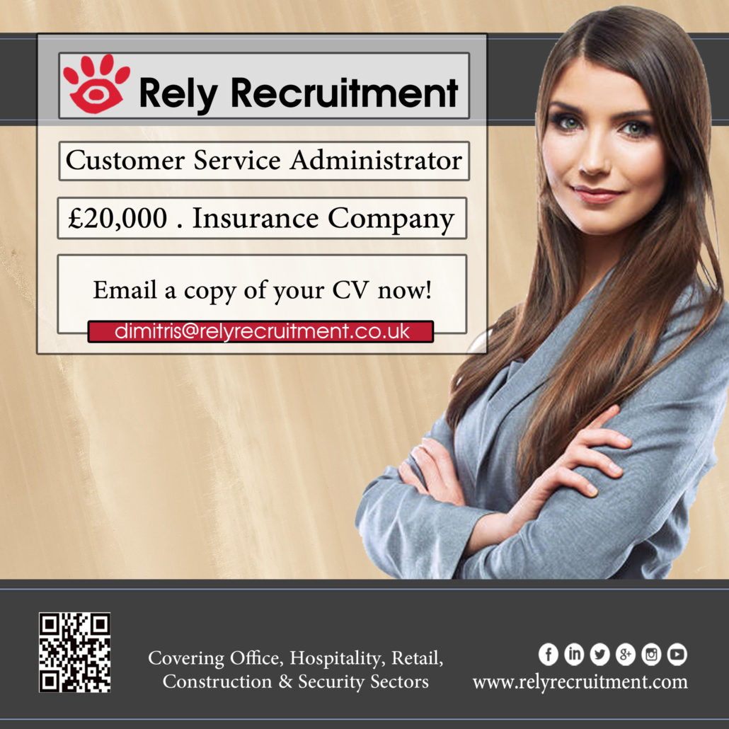 Customer Service Administrator : £20,000 - Rely Recruitment