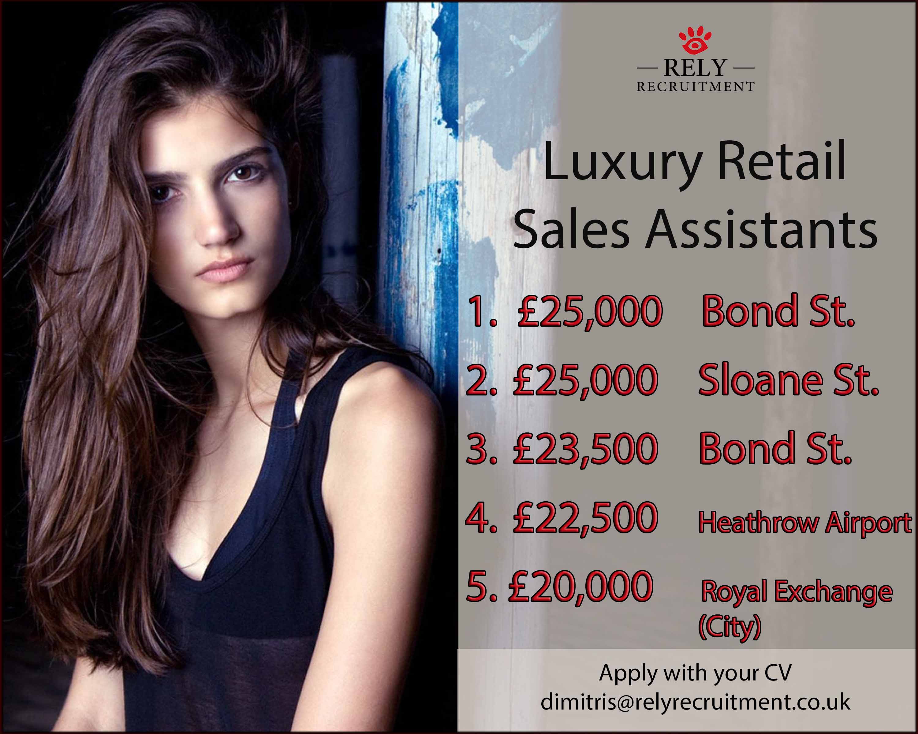 Luxury Retail Sales Assistant X 5 positions 20,000-£26,000 + commission ...